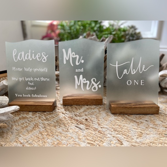 Party Supplies | Sea Glass Table Numbers With Wooden Bases More Signs ...